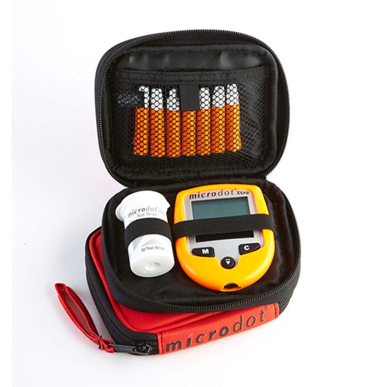 Blood Glucose Meter, Microdot Xtra, Protective Cover and Carrying Case ...