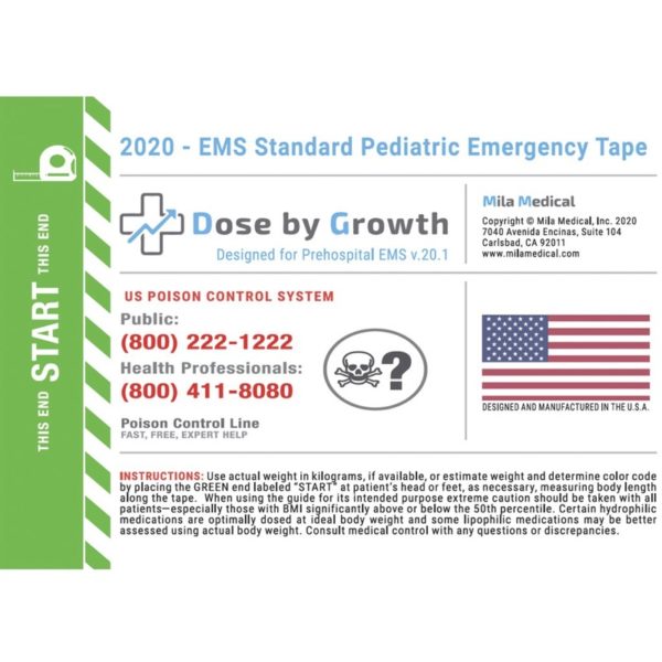 Pediatric Dosing Tape, Dose by Growth EMS Standard Pediatric Emergency ...