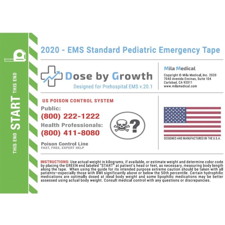 Pediatric Dosing Tape, Dose by Growth EMS Standard Pediatric Emergency ...