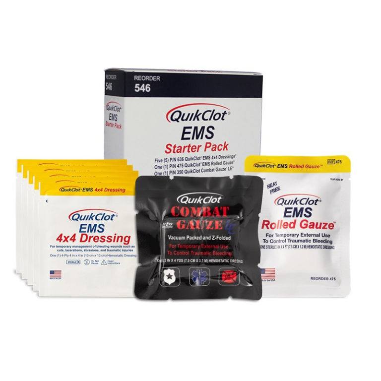 Hemostatic Gauze, QuikClot EMS Starter Pack, - Penn Care, Inc.
