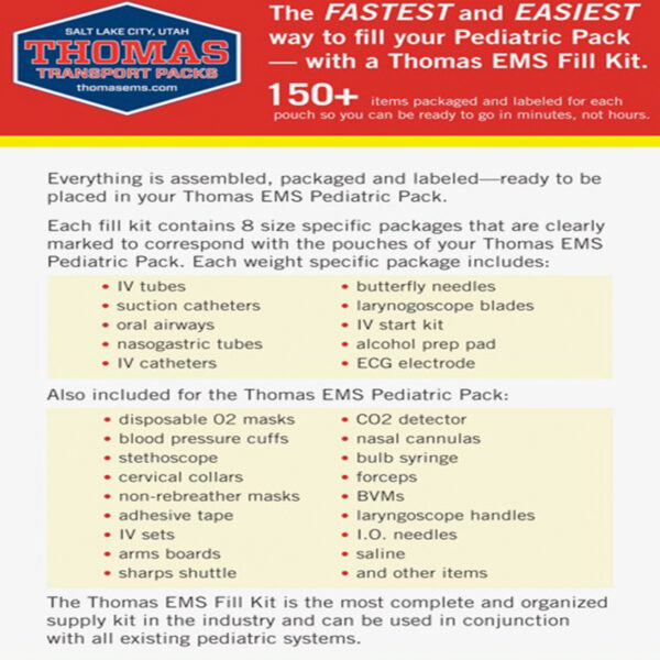 EMS Fill Kit, For The Thomas EMS Pediatric Pack (Fill Kit Only) - Penn Care, Inc.
