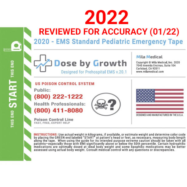Pediatric Dosing Tape, Dose by Growth EMS Standard Pediatric Emergency ...