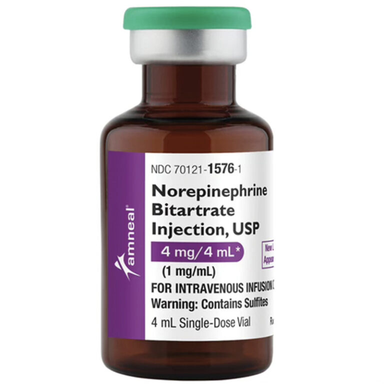 Norepinephrine Bitartrate Injection, 1mg/mL Single Dose Vial 4mL, - Penn Care, Inc.