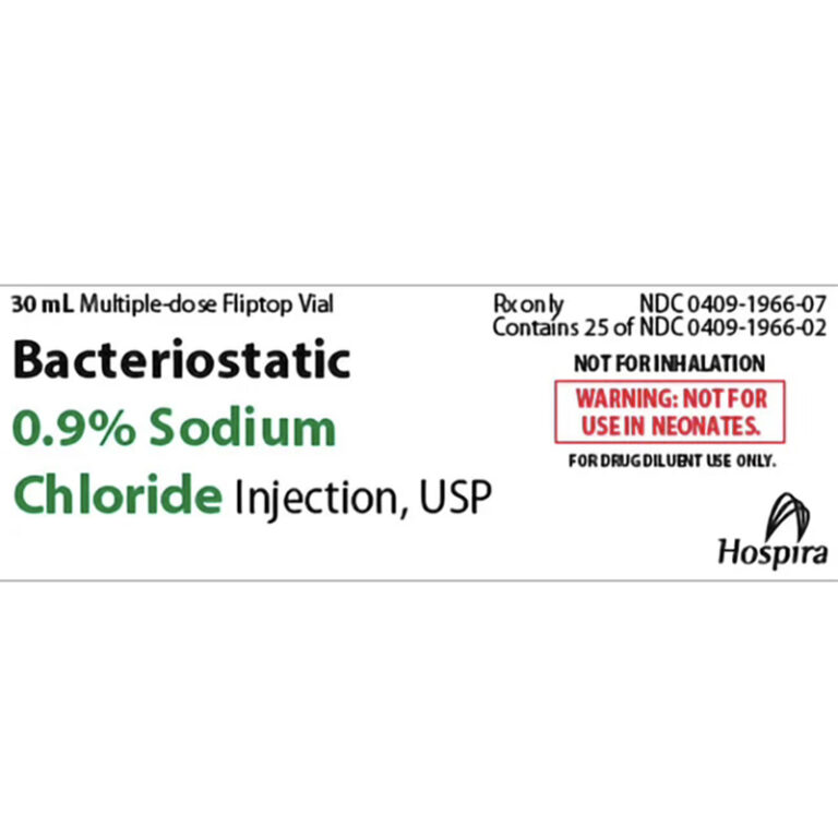 Bacteriostatic 0.9% Sodium Chloride Injection, 30mL Multi-Dose Vial, - Penn Care, Inc.