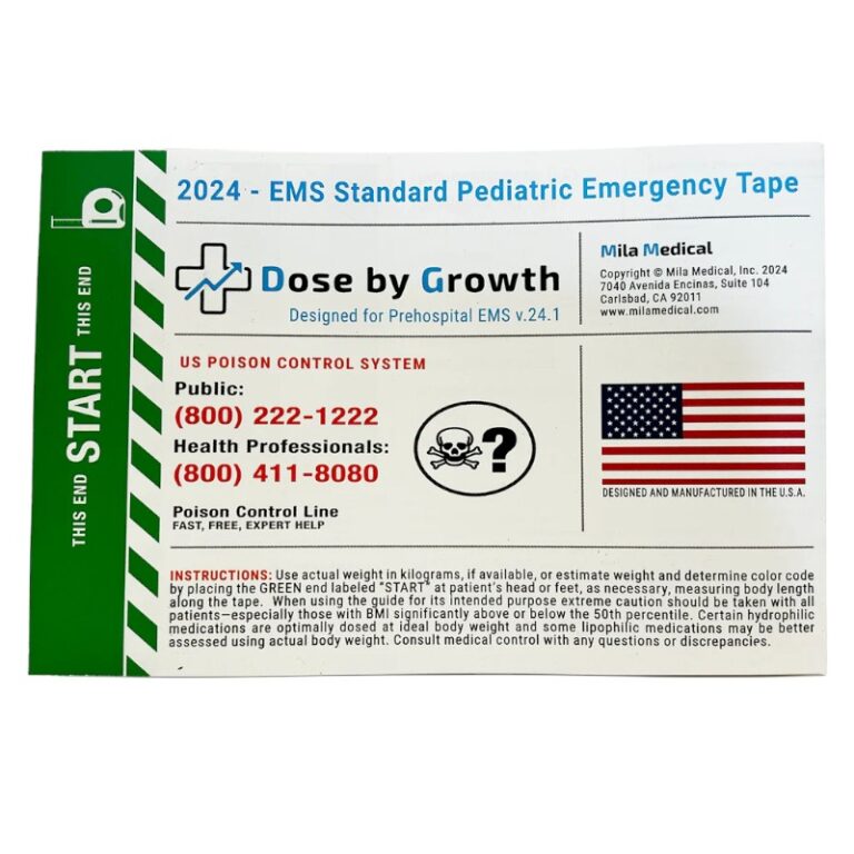 Pediatric Dosing Tape, Dose by Growth EMS Standard Pediatric Emergency ...